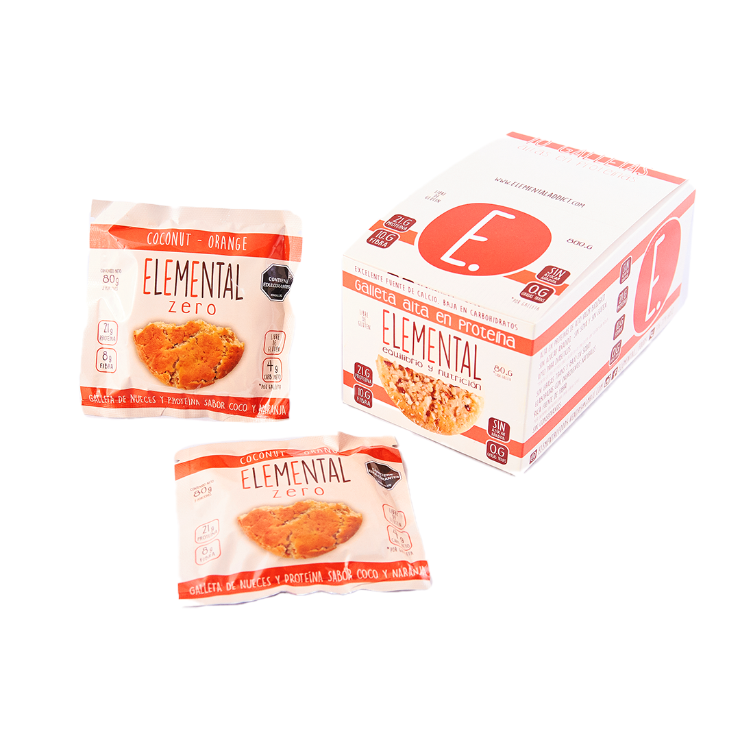 GALLETA COCONUT - ORANGE CON PROTEÍNA CAJAX10 – Elementalfoods